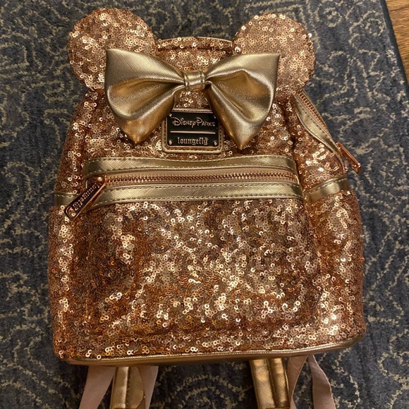 Loungefly | Bags | Disney Rose Gold Minnie Mouse Loungefly Backpack ...